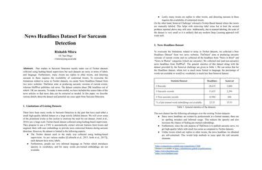News Headlines Dataset For Sarcasm Detection Papers With Code