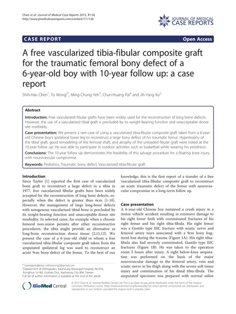 Pdf A Free Vascularized Tibia Fibular Composite Graft For The