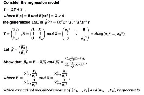 solved consider the regression model y x beta epsilon