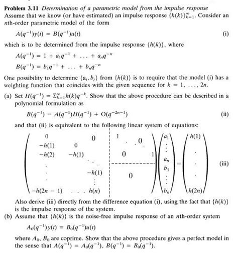 problem 3 11 determination of a parametric model from