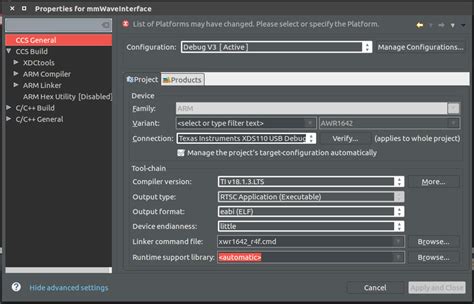 CCS CODECOMPOSER Build Settings Says Cannot Accept Changes When Opened Code Composer Studio