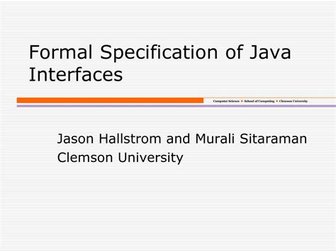 Formal Specification Of Java Interfaces Ppt Download
