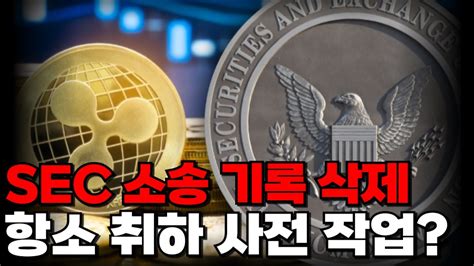 리플코인 Sec 소송 기록 삭제 시작 항소 취하 사전 작업 Xrp Youtube