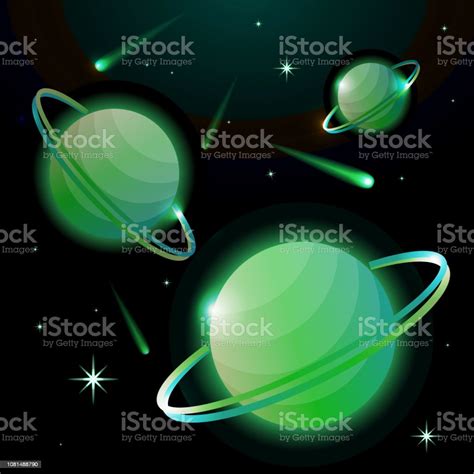 행성 반지 별 혜성과 함께 환상적인 공간 배경 천문학 및 우주 천체 점성술 그리고 우주은 하와 우주 빛의 공간 벡터 일러스트입니다 0명에 대한 스톡 벡터 아트 및 기타