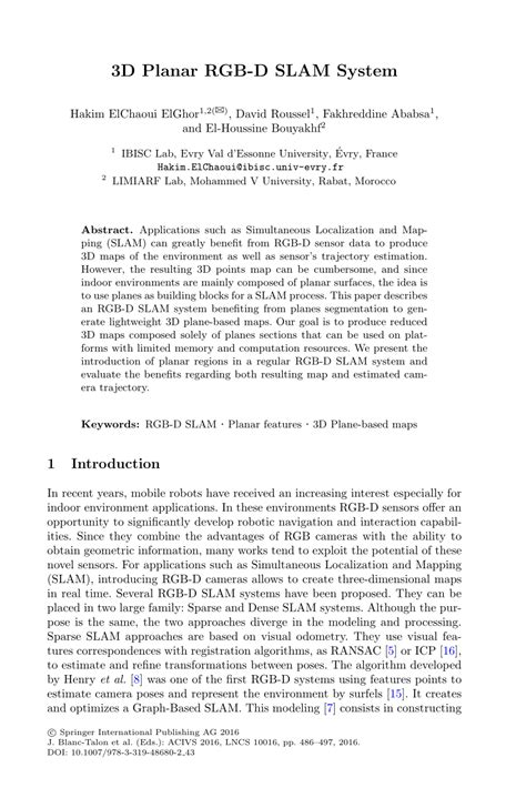 Pdf D Planar Rgb D Slam System