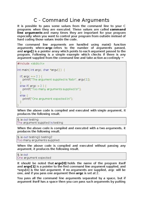 C Programming Command Line Arguments Explained Expt 5 Studocu
