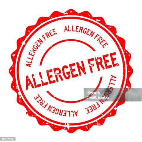 그런 지 빨강 알러지 유발 물질 무료 단어 둥근 고무 씰 스탬프 흰색 배경 건강관리와 의술에 대한 스톡 벡터 아트 및 기타