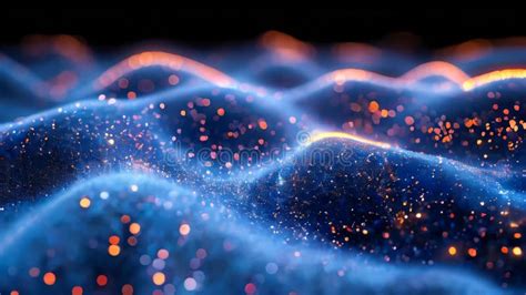 Abstract Digital Wave With Glowing Particles Futuristic Shape With