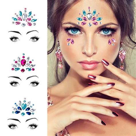 1 шт блестящие праздничные вечерние наклейки для лица простые в эксплуатации стразы для лица