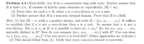 solved lot r a commutative ring with unity further assume
