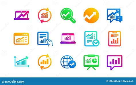 Analytics Icons Reports Charts And Graphs Classic Icon Set Vector
