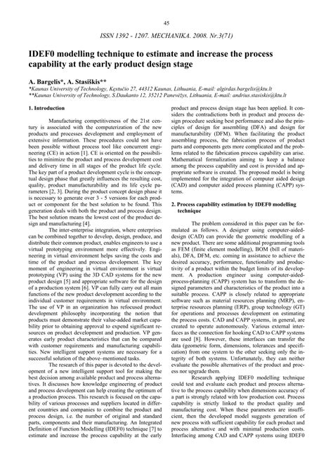 Pdf Idef0 Modelling Technique To Estimate And Increase The Process Capability At The Early