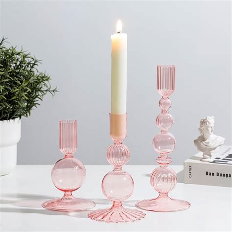 Pink Glass Candle Holders Glass Candle Holder Pink