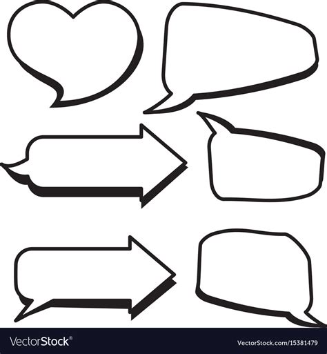 Set Of Cartoon Text Boxes With Arrow Shape Heart Vector Image