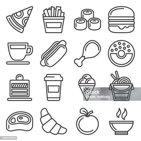 速食圖示設置在白色背景線樣式向量向量圖形及更多三文治圖片 三文治 不健康飲食 午餐 Istock 速食圖示設置在白色背景線樣式向量向量圖形及更多三文治圖片 三文治 不健康飲食 午餐 Istock
