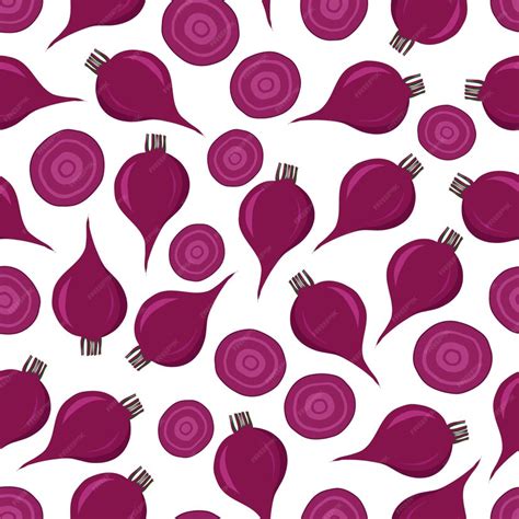 Premium Vector Whole Beets And Round Slices Seamless Pattern Vegetables On A White Background