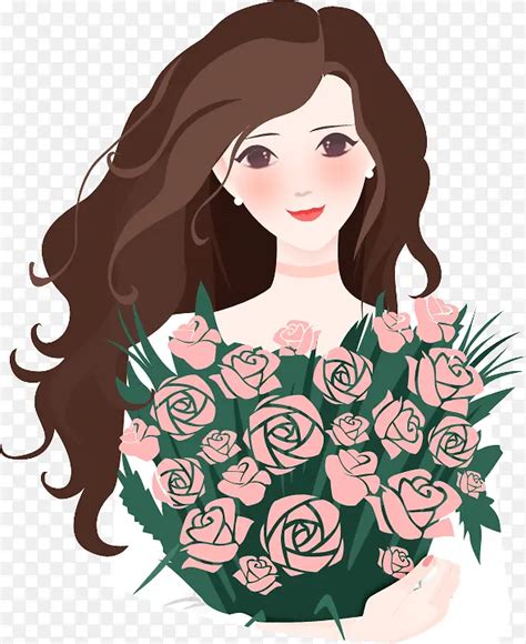 手绘花朵服装长发美女png图片素材下载图片编号yanprppb 免抠素材网