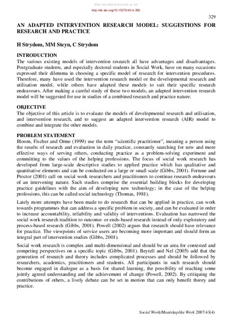 Pdf An Adapted Intervention Research Model Suggestions For Research
