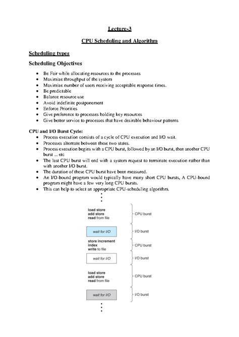 Os Lecture 3cpu Scheduling Lecture 3 Cpu Scheduling And Algorithm Scheduling Types