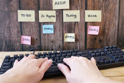 Software Scrum Agile Board With Paper Task Agile Software Development Methodologies Stock Image