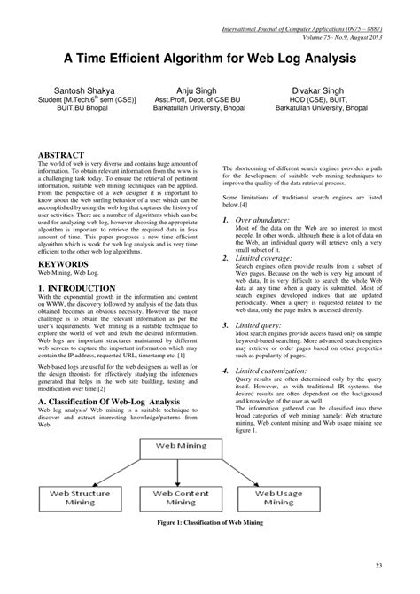 Pdf A Time Efficient Algorithm For Web Log Analysis