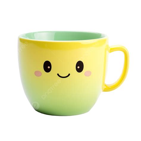 웃는 얼굴 녹색 세라믹 머그잔 무료 Png와 귀여운 밝고 컬러풀한 귀여운 캐릭터 컵 얼굴 무료 컵 Png 일러스트 및