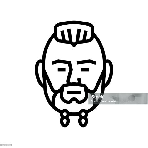 바이킹 수염 헤어 스타일 라인 아이콘 벡터 일러스트 레이 션 남자에 대한 스톡 벡터 아트 및 기타 이미지 남자 남자들만 머리 Istock