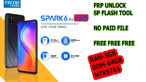 Tecno Spark 6 Air KE6j FRP UNLOCK SP FLASH TOOL YouTube