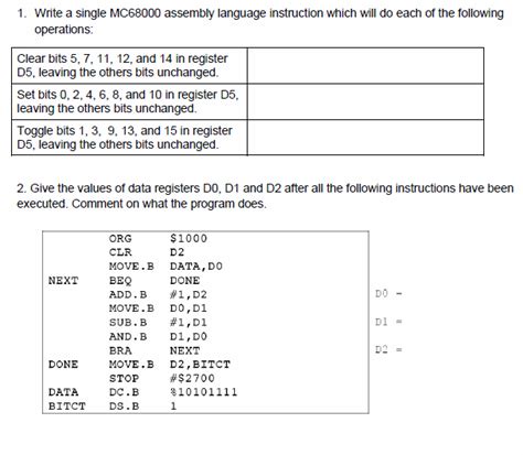 Write A Single Mc68000 Assembly Language Instruction