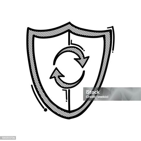 쉴드 다시 로드 낙서 벡터 아이콘 그리기 스케치 일러스트레이션 손 그린 선 Eps10 그리기에 대한 스톡 벡터 아트 및 기타