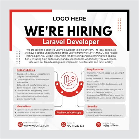 premium vector laravel developer job poster hiring poster development