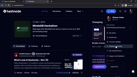 Hashnode Managing Blog Flow On Web Page Flows
