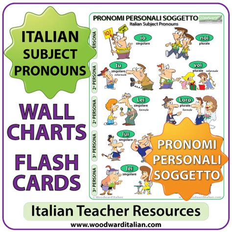 Italian Subject Pronouns Chart Flash Cards Woodward Italian