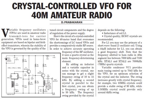 Hobby Electronics Circuits Crystal Controlled Vfo For 40m Amateur Radio