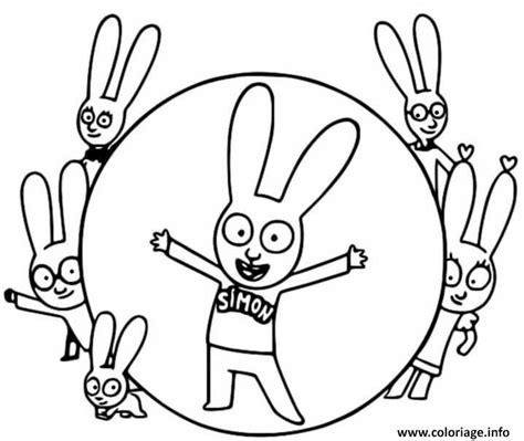 Coloriage Simon Le Lapin Et Ses Amis Lapins JeColorie Com