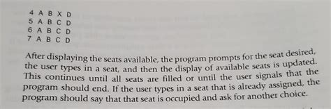 Solved 11 Write A Program To Assign Passengers Seats In An