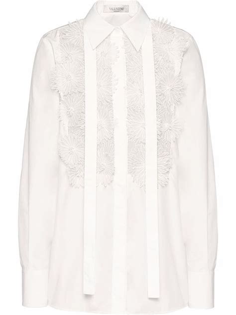 Valentino Garavani Camisa Mangas Longas Com Detalhe De Aplicação Branco Farfetch Br Long