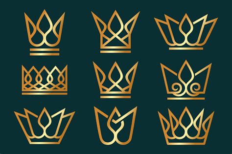 선형 크라운 로고 디자인 벡터의 집합입니다 창조적 인 로얄 킹 퀸 심볼입니다 고급 호텔에 대한 스톡 벡터 아트 및 기타 이미지 고급 호텔 공주 국왕 Istock