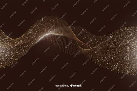 어두운 배경에 추상 골든 웨이브 무료 벡터