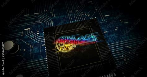 Cyber Security Key Futuristic Hologram 3d Rendering Animation Abstract Concept Of Data