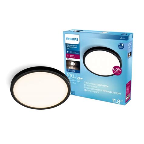 Philips Black 118 Inintegrated Led Superslim Flush Mount Bright White