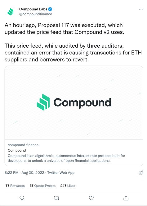 Upgrade Bug Renders Compound Finances Ceth Market Unusable Bitcompare