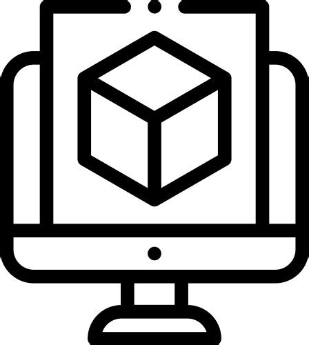 3d Modeling Icon Thin Linear Style Design Vector Image