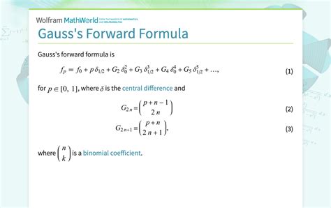 Gausss Forward Formula From Wolfram Mathworld