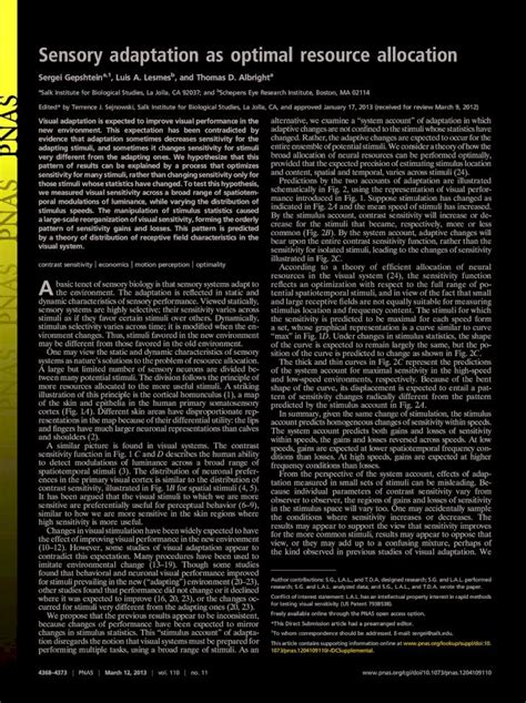 Pdf Sensory Adaptation As Optimal Resource Allocation Dokumen Tips