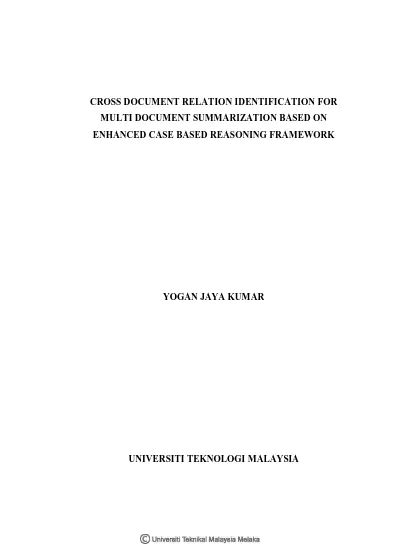 cross document relation identification for multi document summarization