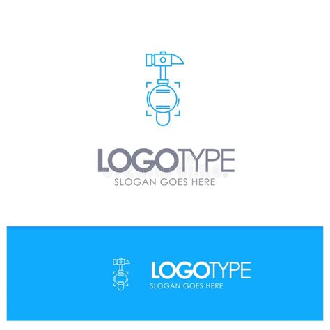 Hammer Crash Break Tool Blue Outline Logo With Place For Tagline