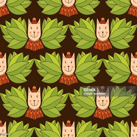 생강 재미있는 고양이와 원활한 패턴 섬유 패턴 포장지 유치한 벽지 배경 0명에 대한 스톡 벡터 아트 및 기타 이미지 0명