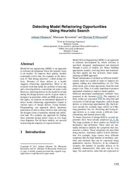 Pdf Detecting Model Refactoring Opportunities Using Heuristic Search