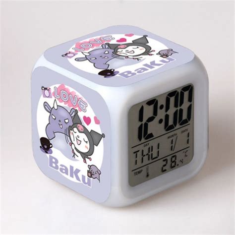 Маленький мини-светодиодный аниме-будильник Sanrio, 8 см, 7 цветных ...